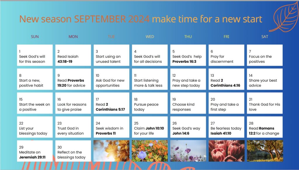 Monthly Inspiration Calendars – Croydon Seventh-day Adventist Church